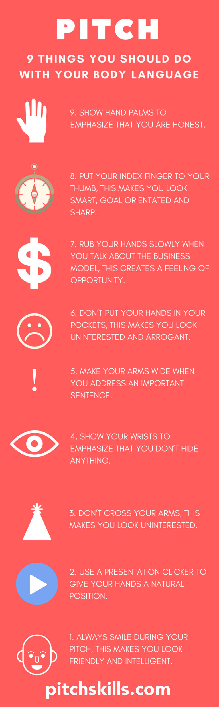 9 Tips For Your Body Language In Your Pitch [Infographic] - Pitch Skills